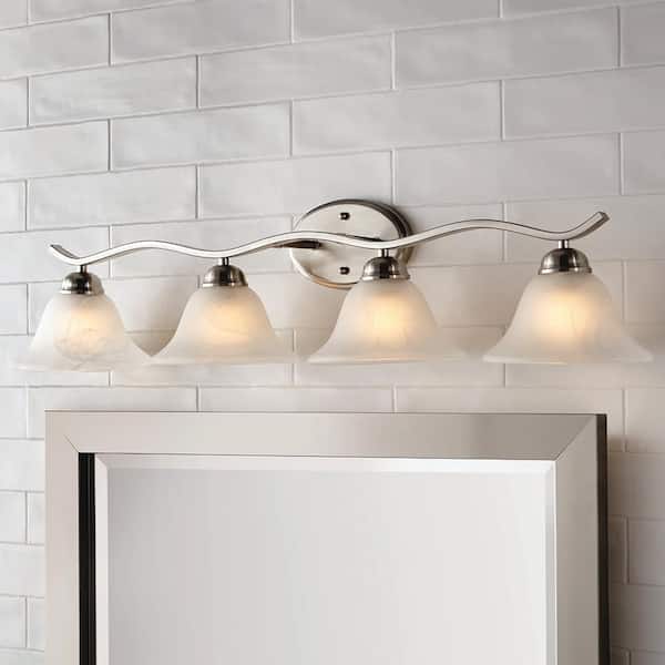 Hampton Bay Andenne 4-Light Brushed Nickel Bathroom Vanity Light ...