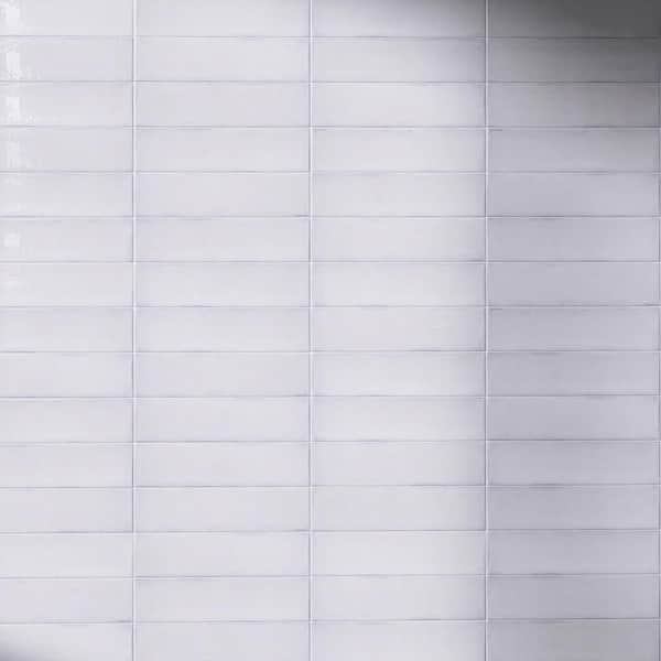 MOLOVO Iris Blanco White 11.8 in. x 2.9 in. Polished Ceramic Tile ...