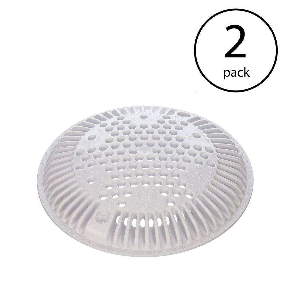 HAYWARD 8 in. White Pool Suction Outlet Cover Replacement (2-Pack) 2 x ...