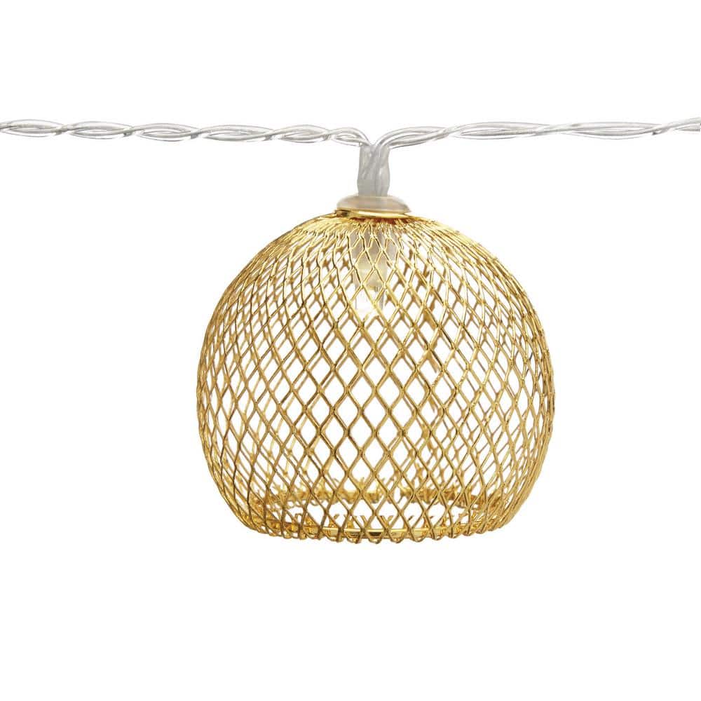 Hampton Bay Indoor 12 ft. 10-Light Battery Operated Metal Integrated ...