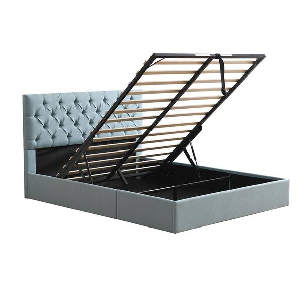 Ahokua Aqua Blue Frame Full Size Upholstered Platform Bed with Lift-up ...