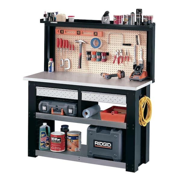 Husky Stack-On 4.5 ft. Workbench with Steel Wrapped Work Area and ...