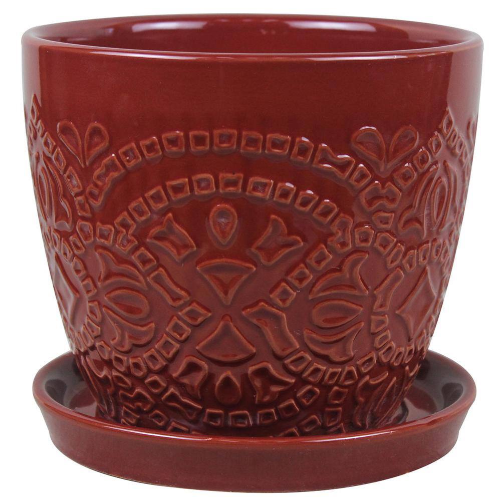 Trendspot 8 in. Red Adefi Kurv Ceramic Planter CR10316-08A - The Home Depot