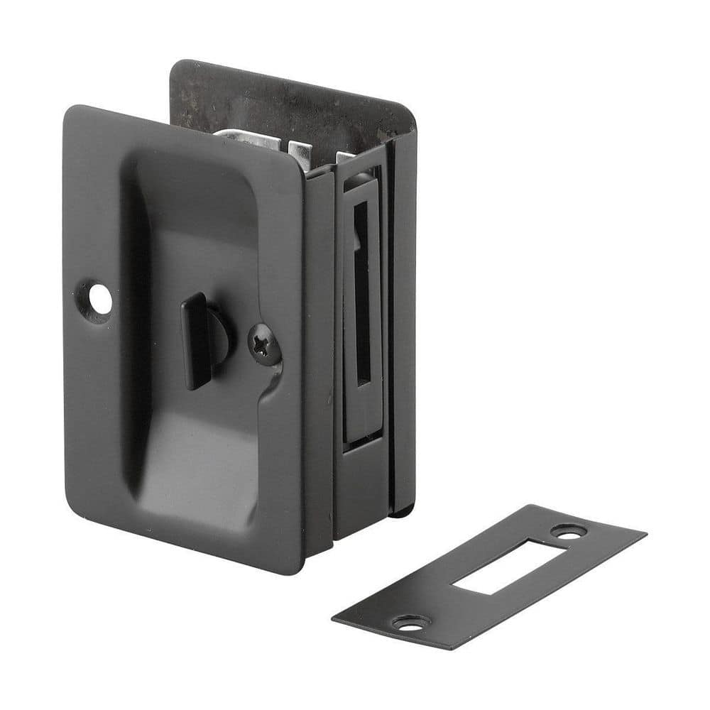 Onward 3-1/4 in. (82 mm) Black Pocket Door Pull with Privacy Lock ...