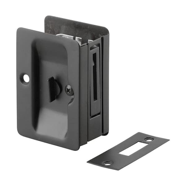 Onward 3-1/4 in. (82 mm) Black Pocket Door Pull with Privacy Lock ...