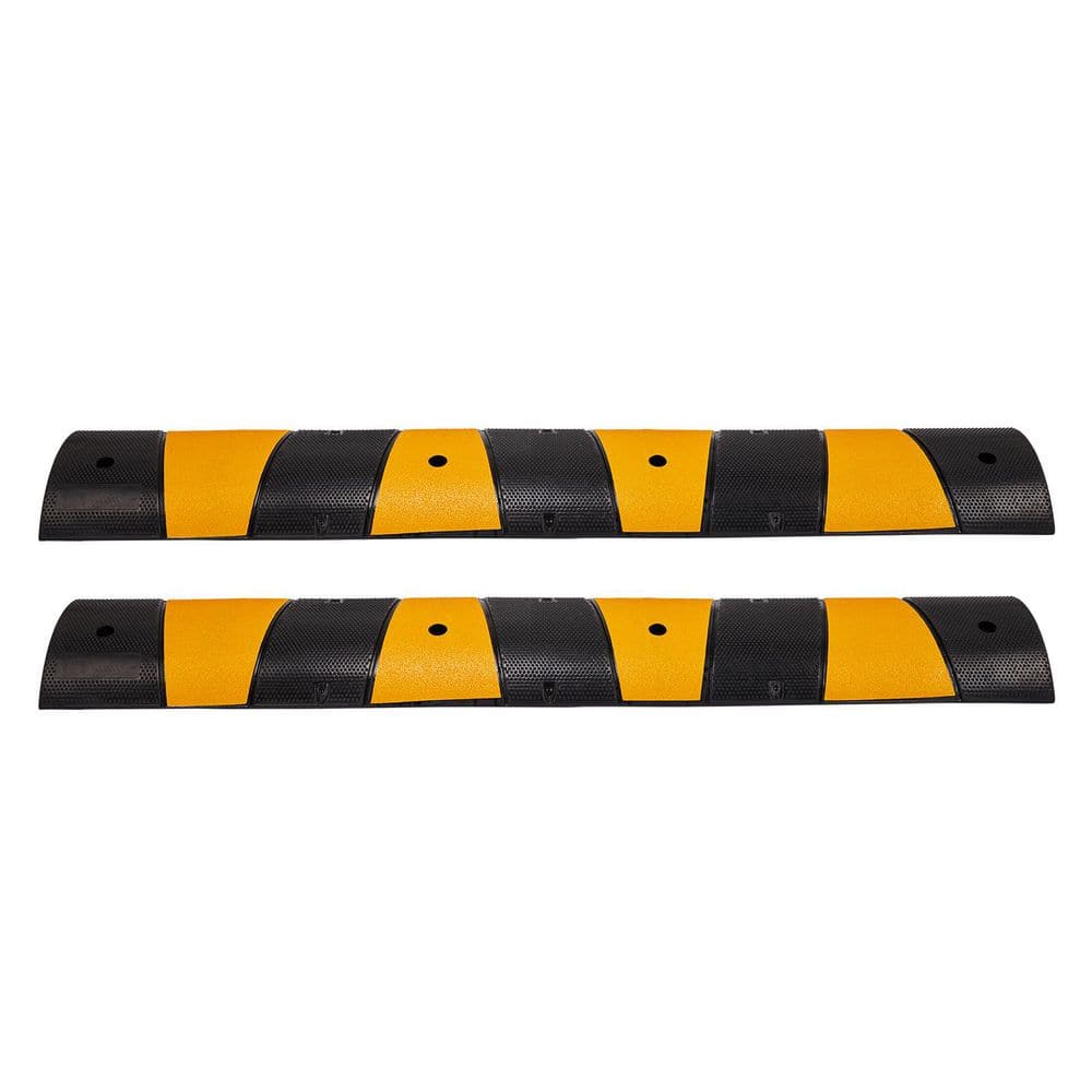 Karl home 2Pcs 6 ft. Rubber Speed Bump 2-Channel Garage Speed Bump ...