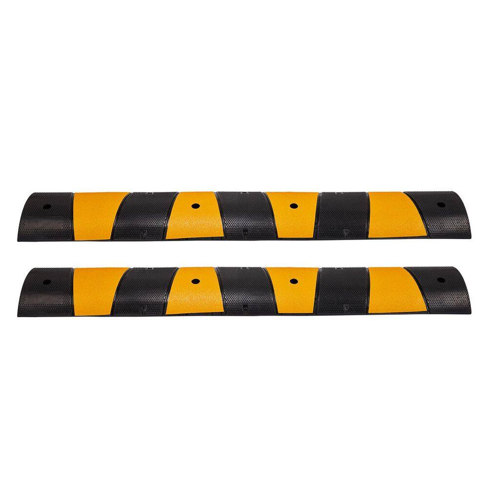 Karl home 2Pcs 6 ft. Rubber Speed Bump 2-Channel Garage Speed Bump ...