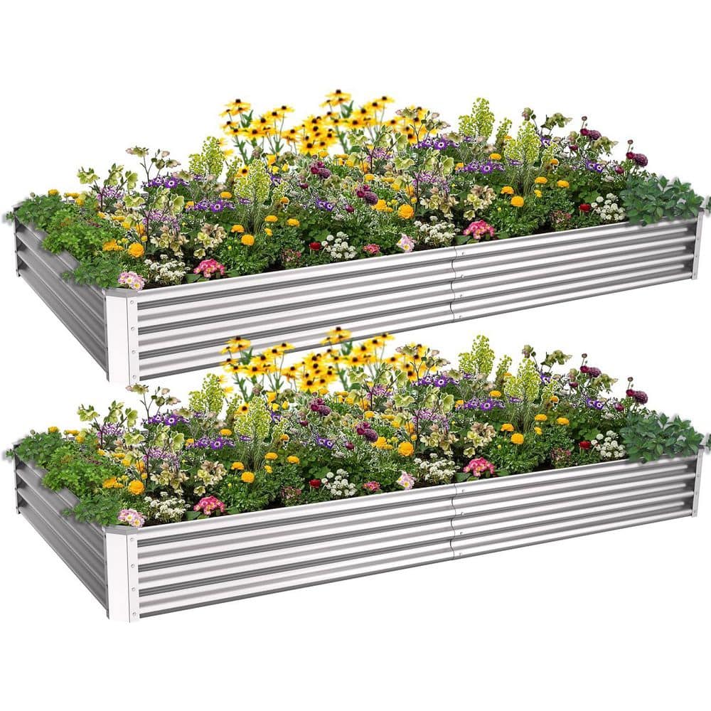 Oyezvary 8x4x1ft Galvanized Raised Garden Bed Metal Planter Boxes ...