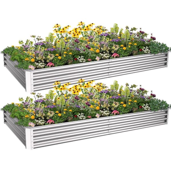 Oyezvary 8x4x1ft Galvanized Raised Garden Bed Metal Planter Boxes ...