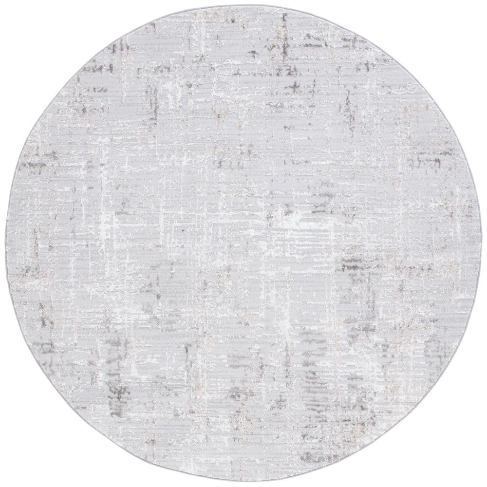 SAFAVIEH Parker 7 ft. x 7 ft. Light Gray/Ivory Gray High-Low Distressed ...