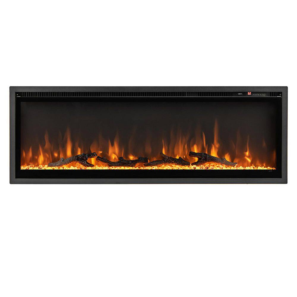 Boyel Living 50 in. Wall Mounted Recessed Electric Fireplace in Black ...