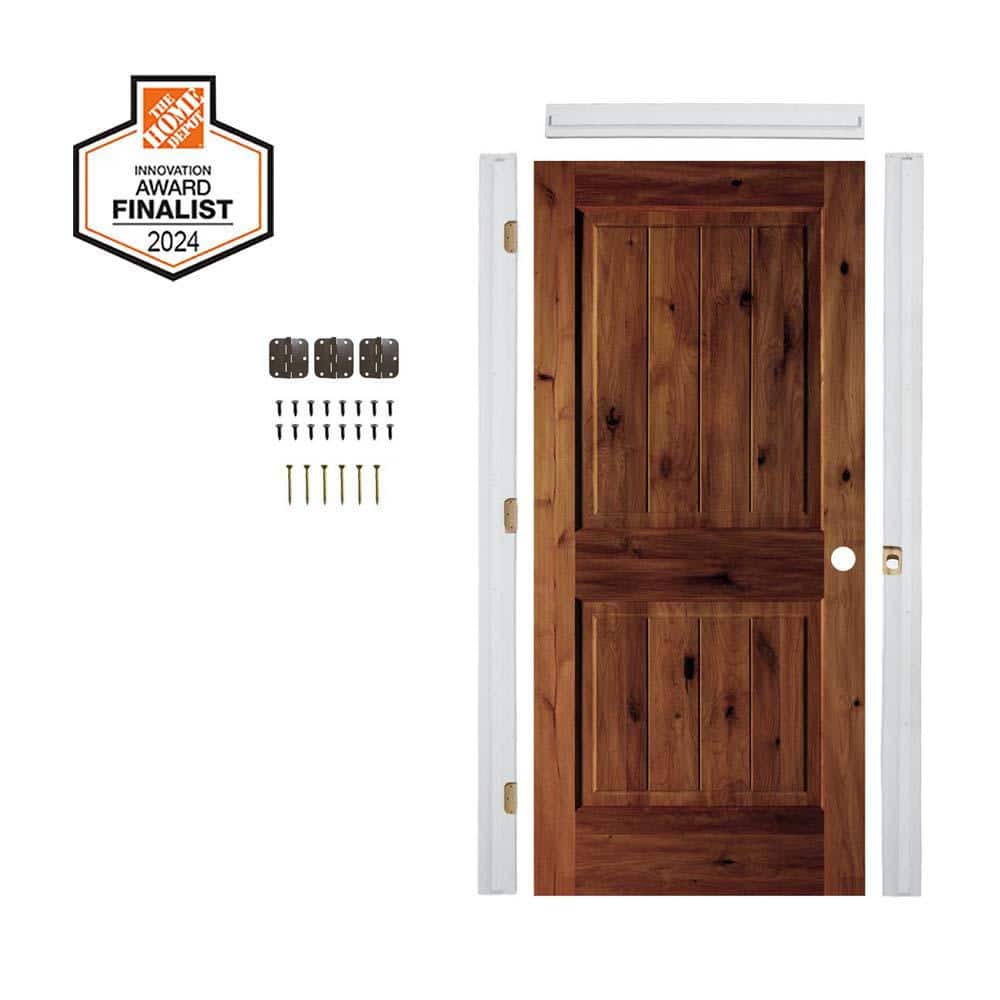 Krosswood Doors DIY RTA Kit 28 in. x 80 in. Alder sq.Top VG Left-Hand ...