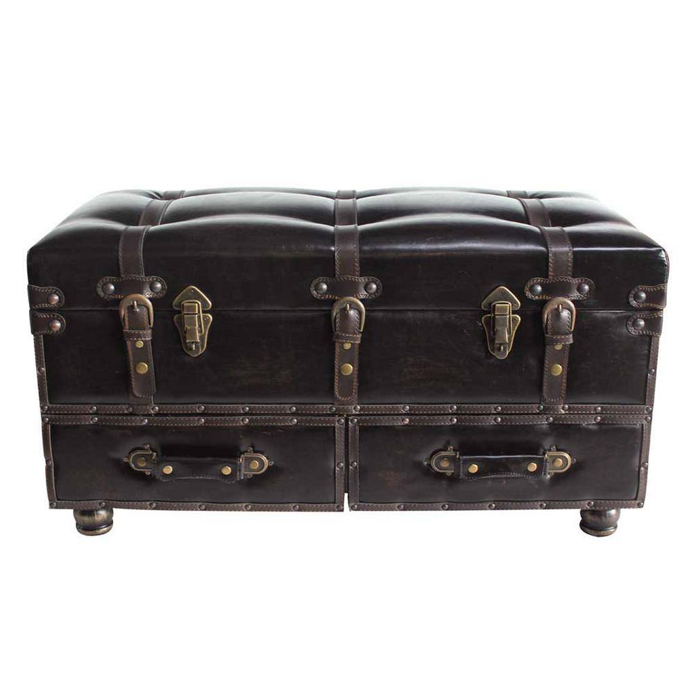 River of Goods Brown Faux Leather Trunk 13244