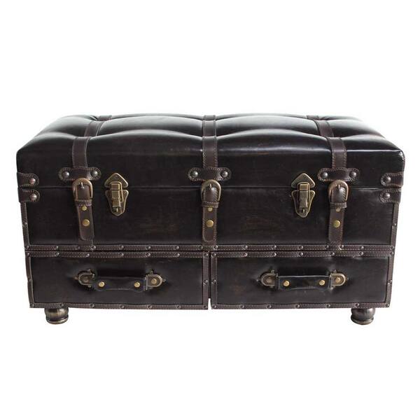 River of Goods Brown Faux Leather Trunk 13244