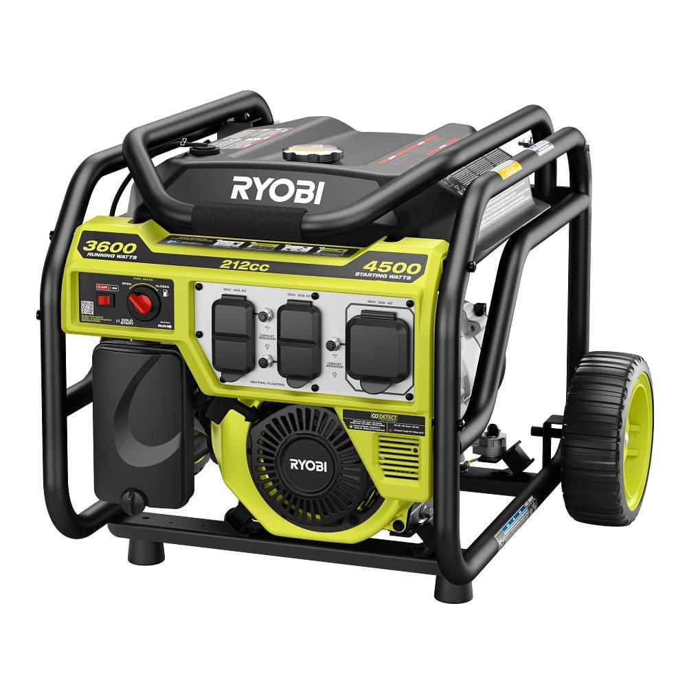 RYOBI 3600-Watt Recoil Start Gasoline Powered Portable Generator with ...