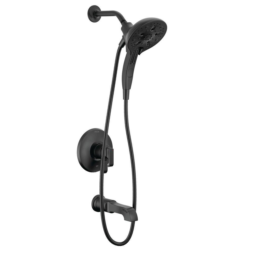 Delta Tetra 1-Handle Wall-Mount Tub and Shower Trim Kit in Matte Black ...