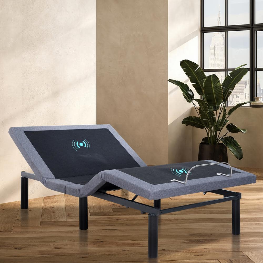 MAYKOOSH Gray 16 in. H Twin XL Adjustable Bed Frame with 3-Speed Head ...