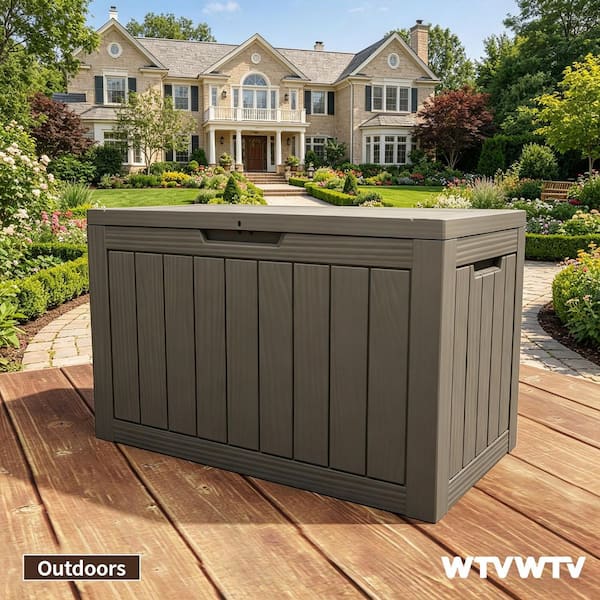 Reviews for WTVWTV 45 Gal. Outdoor Waterproof Resin Storage Deck Box ...