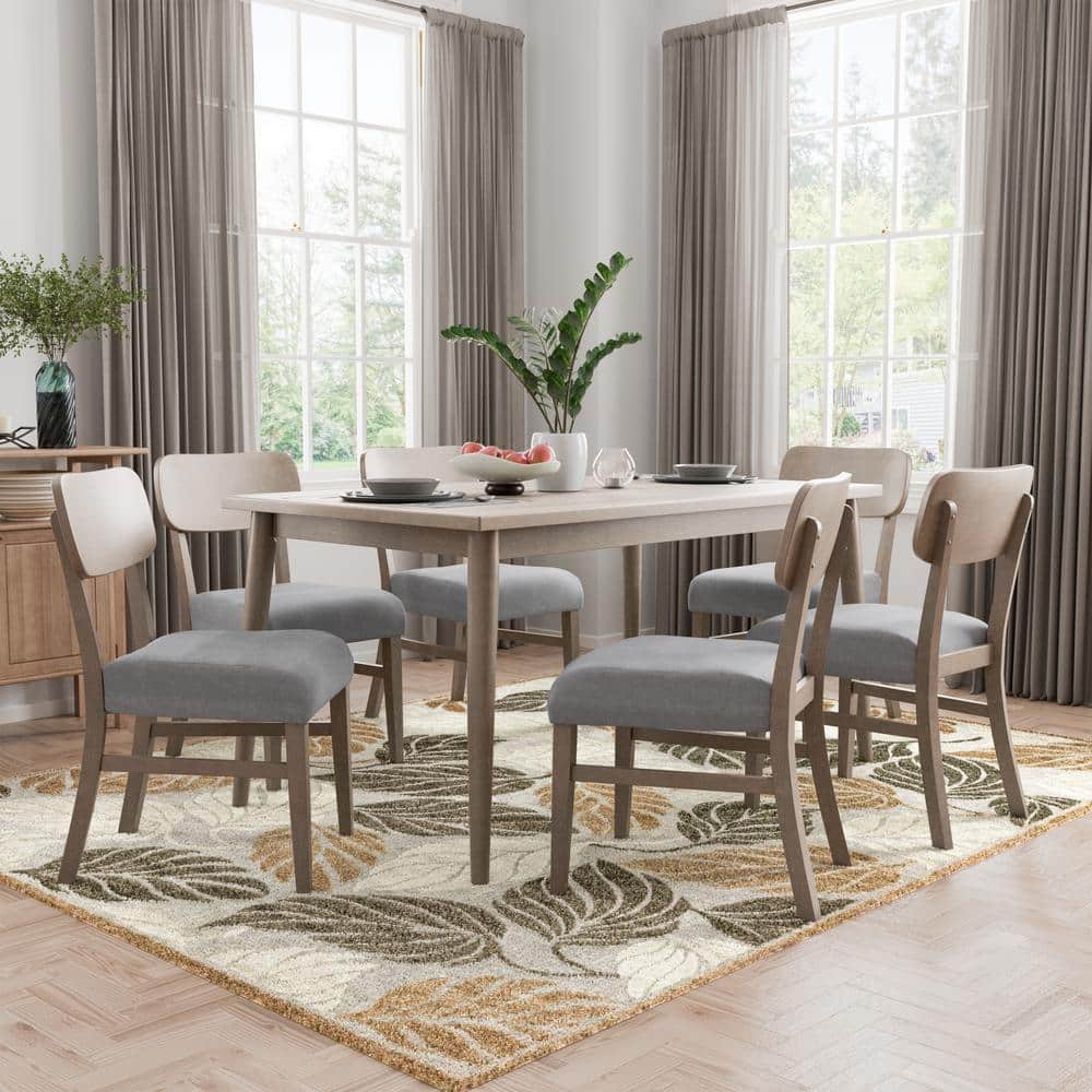 Furniture of America Livano Gray 7-Piece Wood Dining Table Set (Seats 6 ...