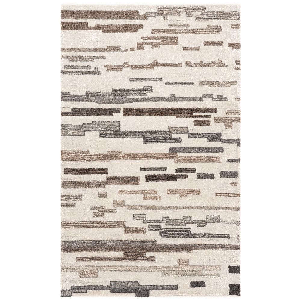 SAFAVIEH Ebony 4 ft. x 6 ft. Ivory/Gray Geometric Abstract Area Rug ...