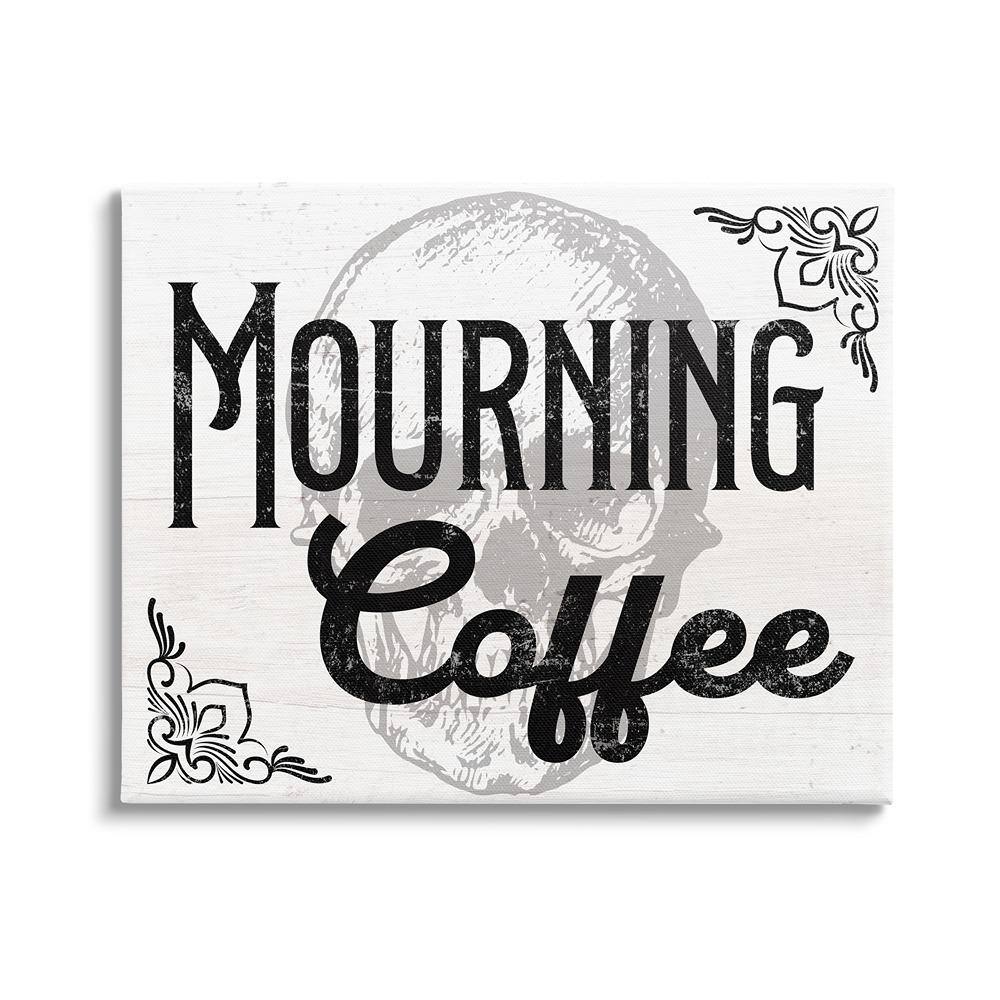 Stupell Industries Mourning Coffee Skull by Lil' Rue 1-Piece Unframed Graphic Print Typography ...