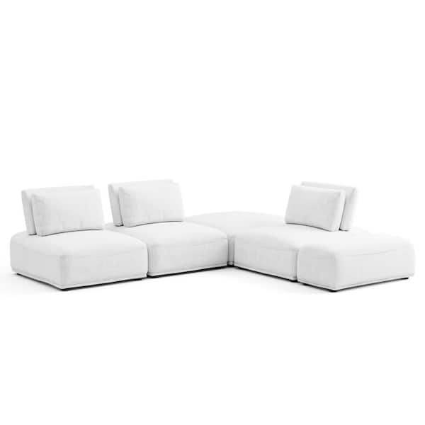 Furniture of America Fairwind 116 in. Armless 5-Piece Chenille L-Shaped ...