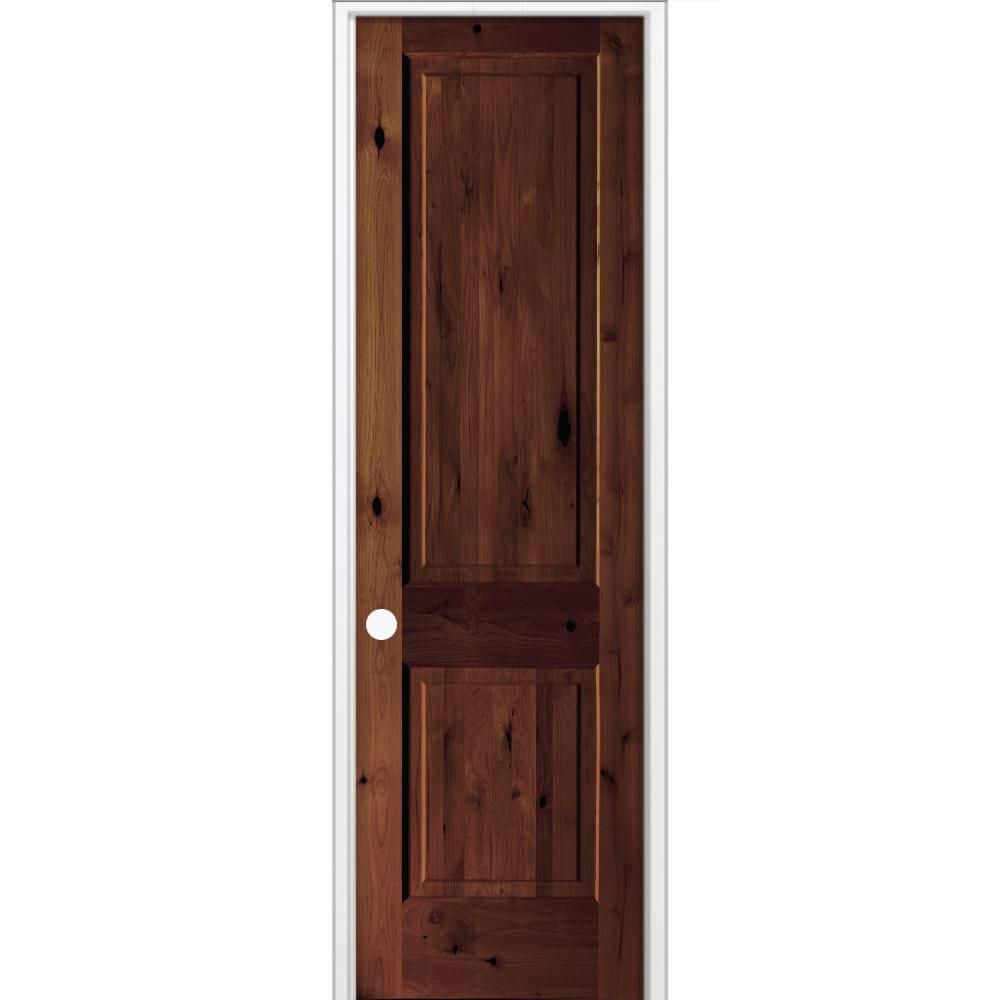 Krosswood Doors 28 in. x 96 in. Rustic Knotty Alder 2-Panel Square ...