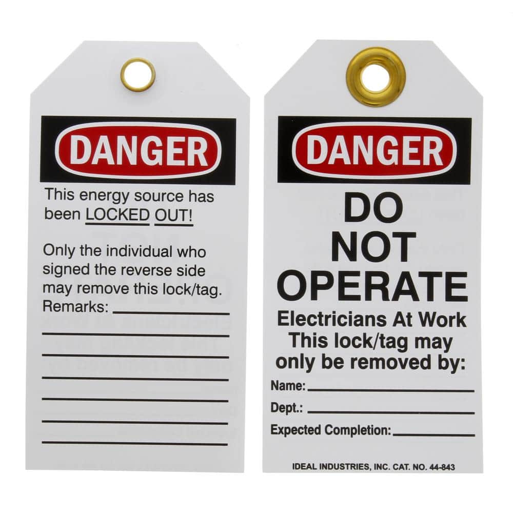 IDEAL Lockout Tag, Standard Do Not Operate Electricians At Work, 25/Box ...