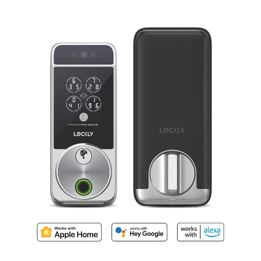 Lockly Visage Facial Recognition Zeno Satin Nickel Deadbolt Wi-Fi Smart ...