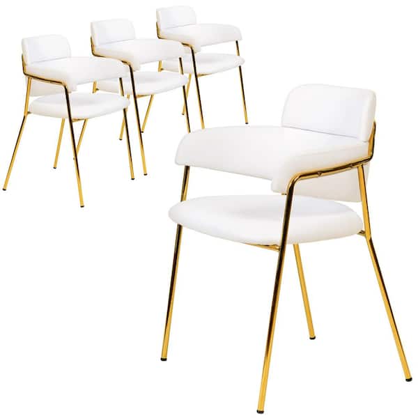 Leisuremod Upholstered Dining Chair in Polyester Open-Back with Gold ...