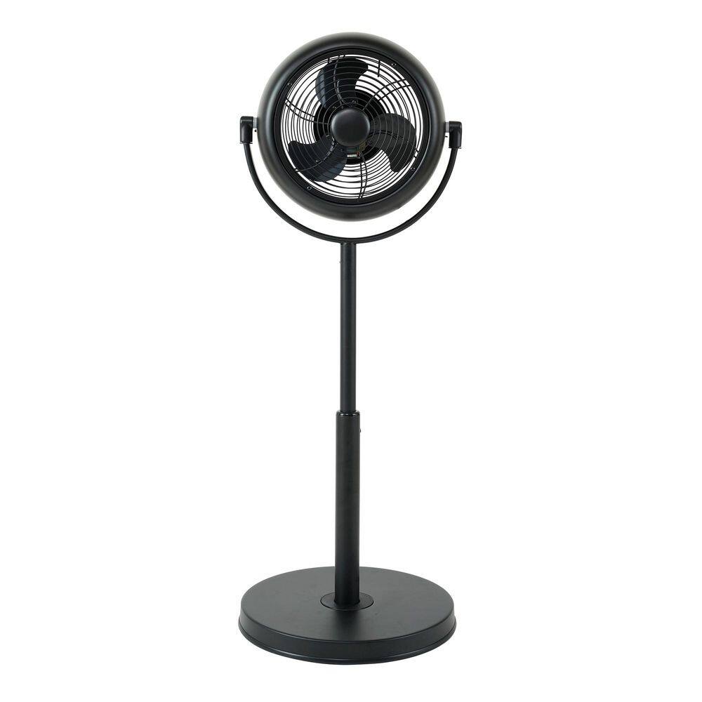 Edendirect 7 in. 3 Speed Adjustable Height Oscillating Industrial Black Retro Pedestal Fan, 360 ...