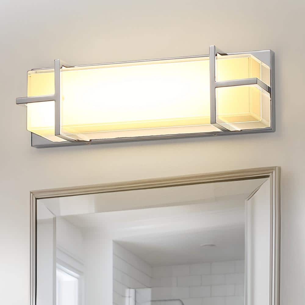 pasentel 15 in. Chrome Modern Integrated LED Bathroom Vanity Light ...