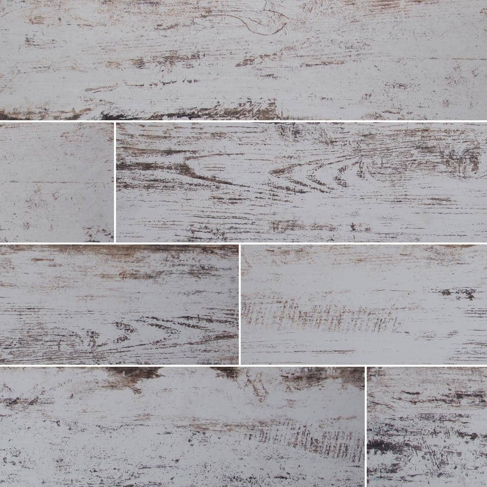 MSI White Washed Wood 6 in. x 36 in. Matte Porcelain Floor and Wall ...