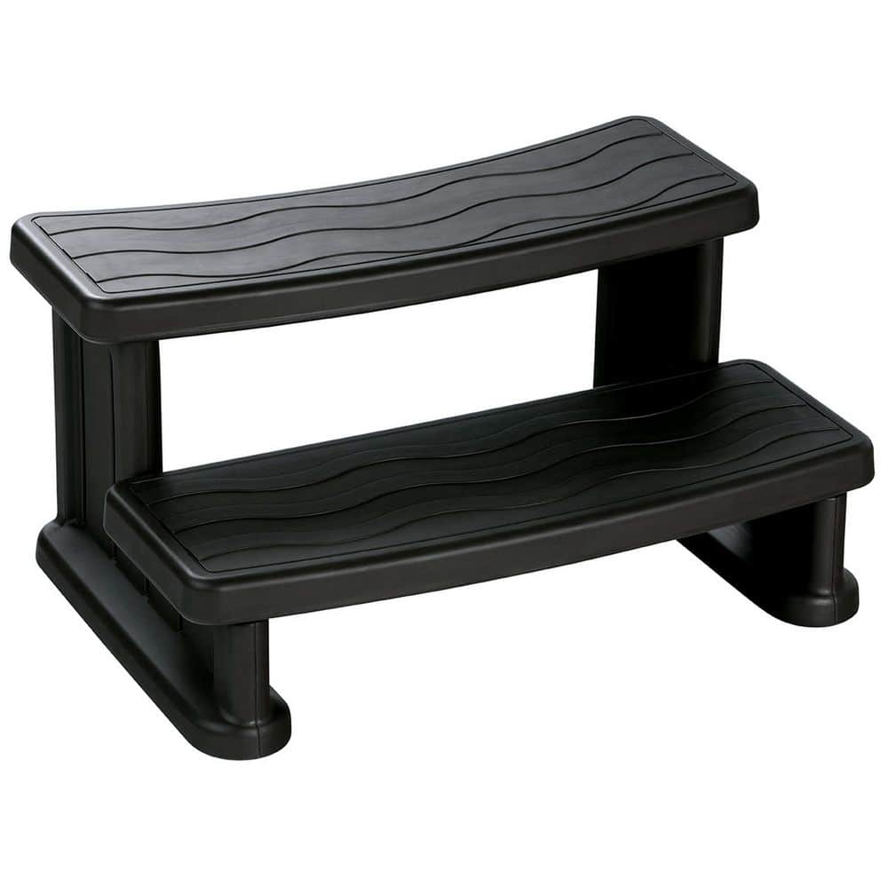 Lifesmart 31 in. x 16 in. Square or Round Hot Tub Steps in Black 305330 ...