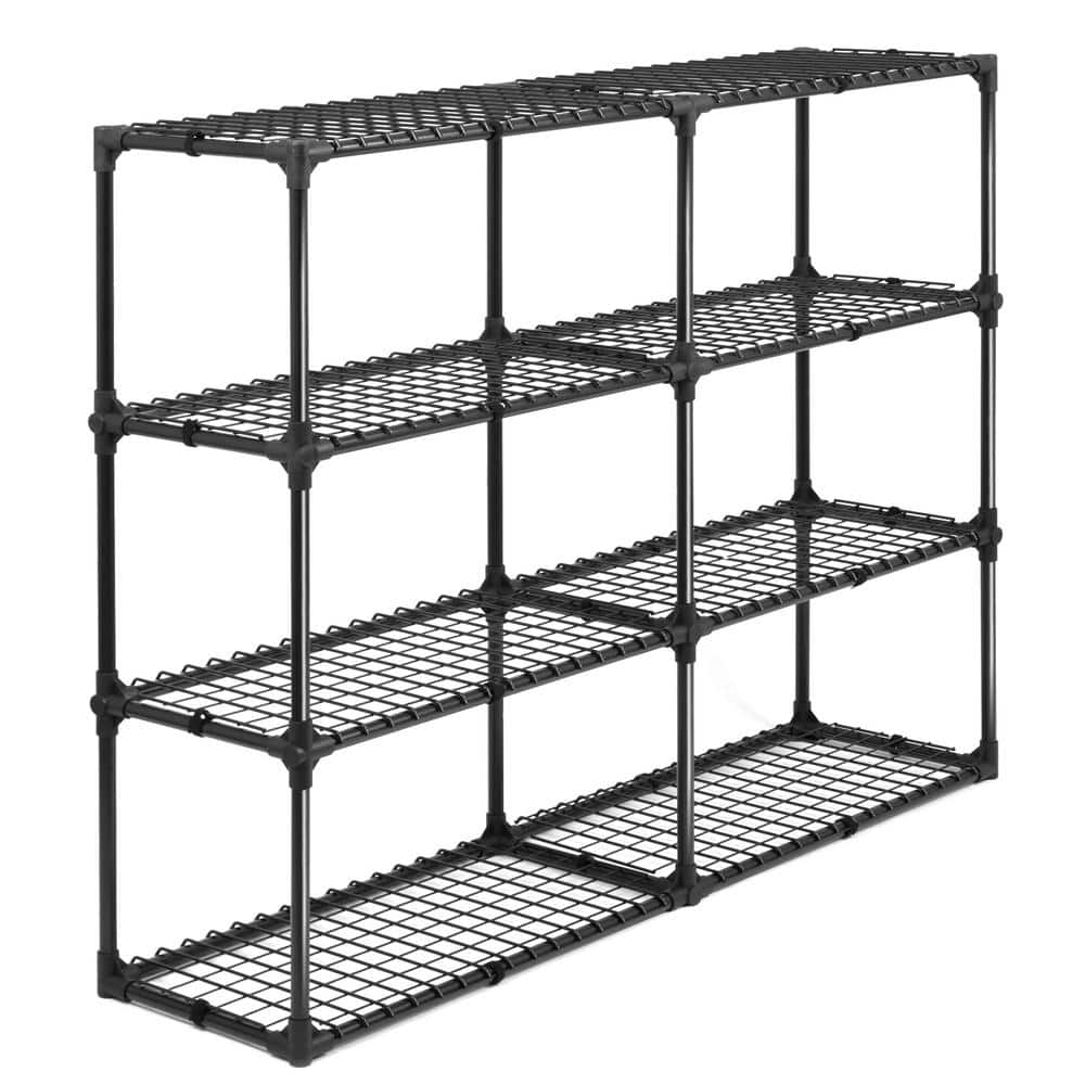 Tileon 4-Shelf Wire Rack in Black (2-Pack) WYHDRA683 - The Home Depot