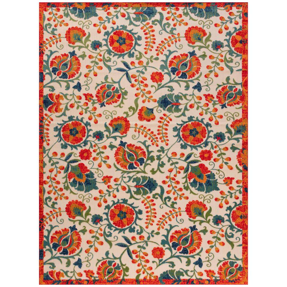 Nourison Aloha Red Multicolor 10 ft. x 14 ft. Floral Contemporary Area ...