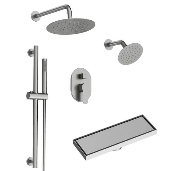 YAWWALK 3-Spray Wall Mount Dual Shower Head with High Pressure Handheld ...