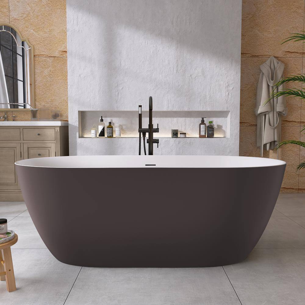 Getpro 67 in. x 29.5 in. Acrylic Free Standing Bath Tub Flat Bottom ...