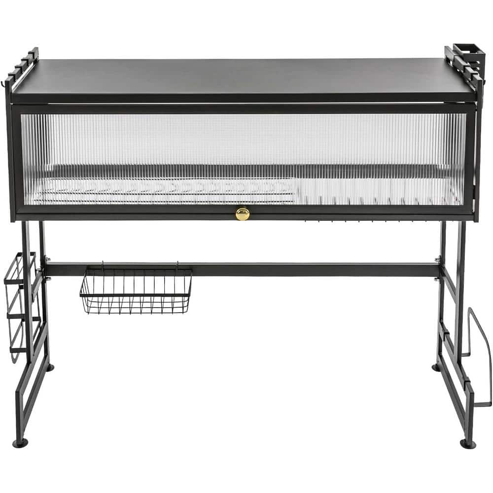 Anqtovp Cabinet Door Kitchen Storage Black Carbon Steel Standing Dish ...