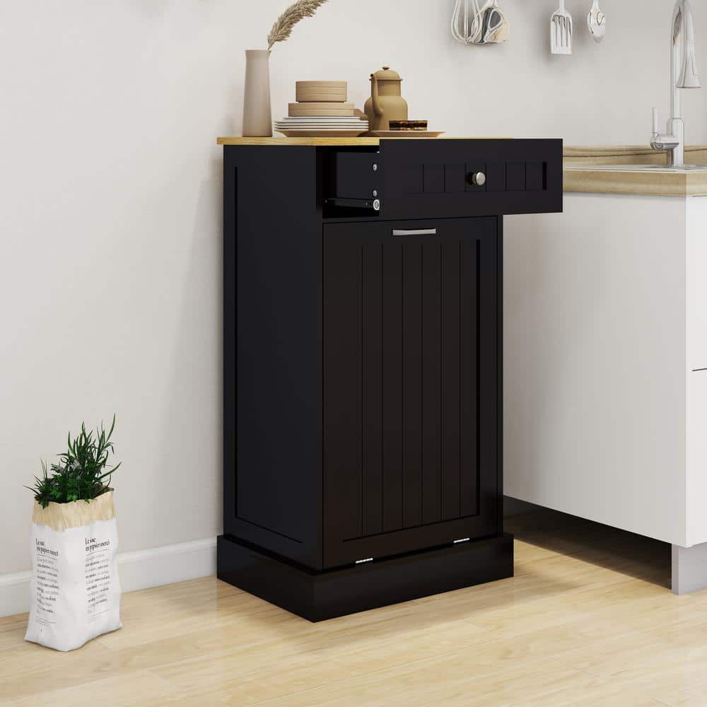 Tileon 1-Drawers and 1-Compartment Tilt-Out Trash Cabinet Kitchen Trash ...