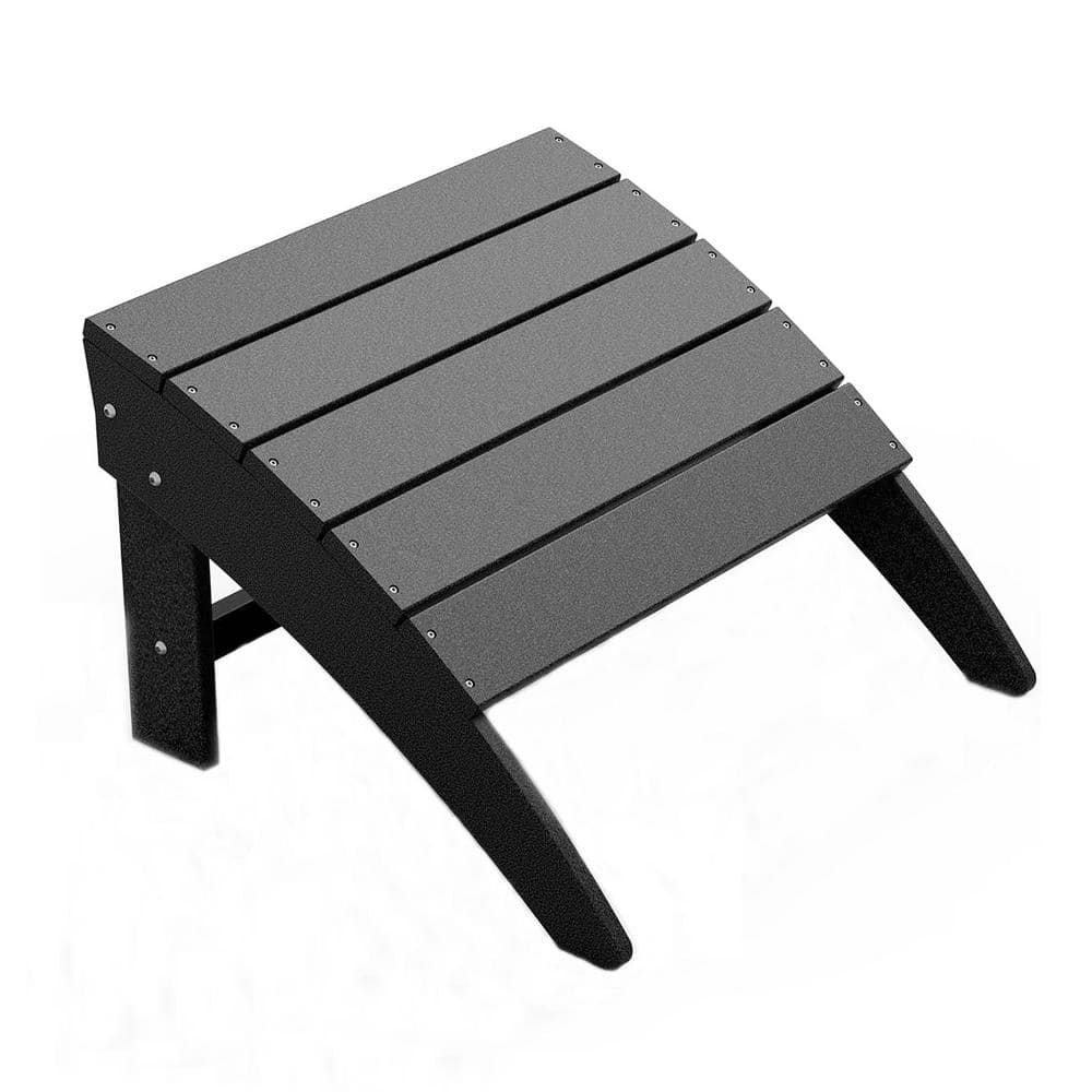 OTSUN Plastic Footrest Outdoor Ottoman for Adirondack Chair in Black HD-OT-084BL - The Home Depot