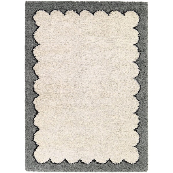 Cayley Grey 5 ft. 3 in. x 7 ft. Border Area Rug 52427694.160213.8 - The ...