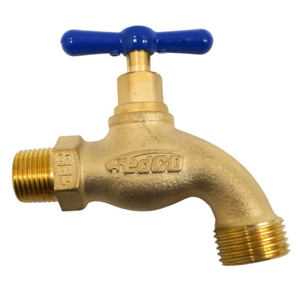 Sedco 1/2 in. x 3/4 in. Heavy-Duty Solid Brass MPT/SWT x MHT Multi-Turn ...