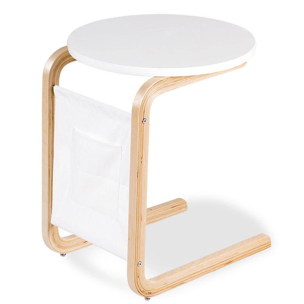 ANGELES HOME 19 in. White 22 in. C Table Wood End Table with Storage ...