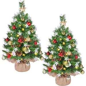 Yaheetech Set of 2 Tabletop Christmas Trees Mini Frosted Artificial ...