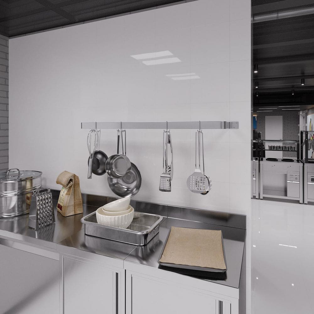 AMGOOD 48 in. Wall-Mounted Stainless Steel Single-Line Pot Rack AMG SPR ...