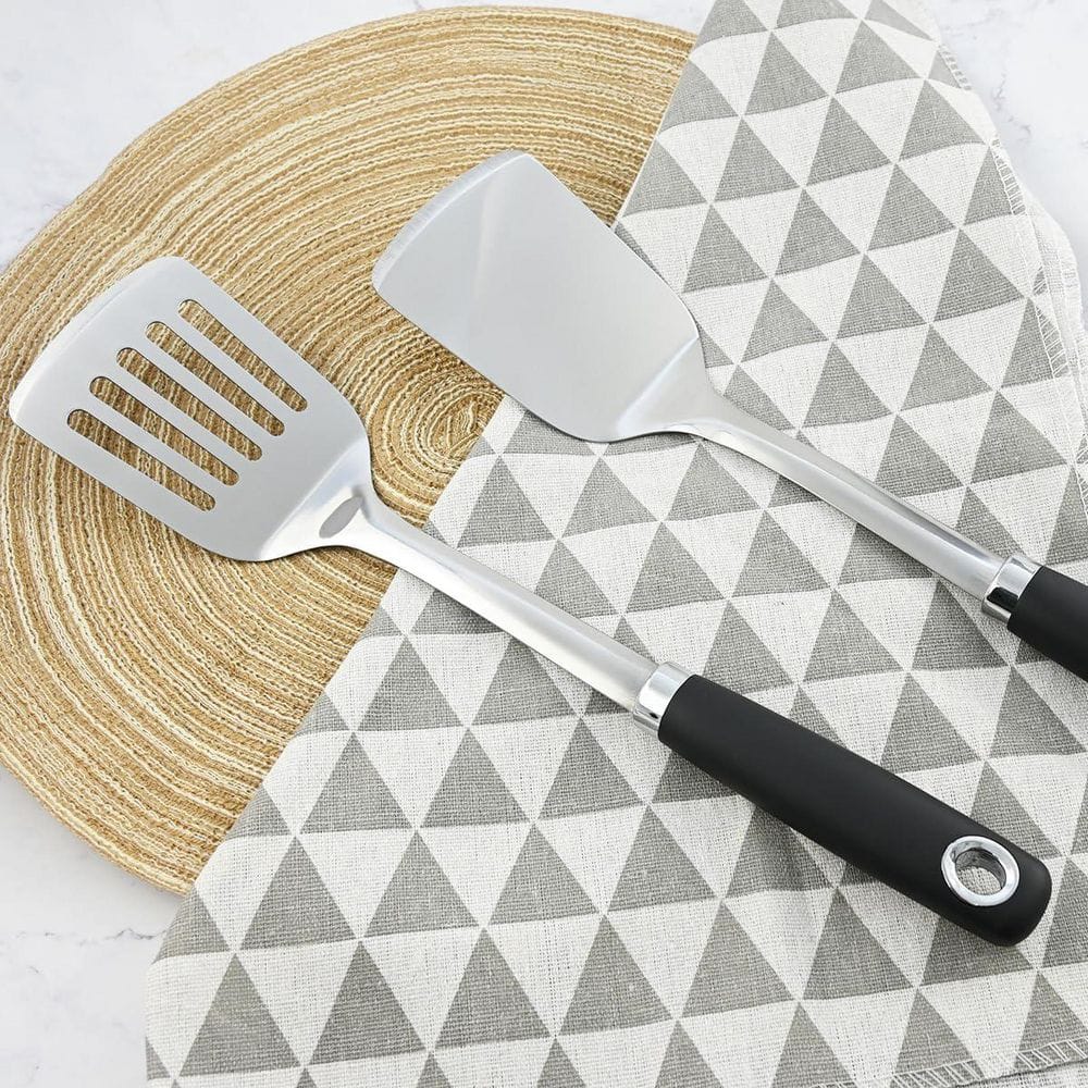 Anqtovp Silver Heavy Duty Spatula Set 18/0 Stainless Steel Turner ...