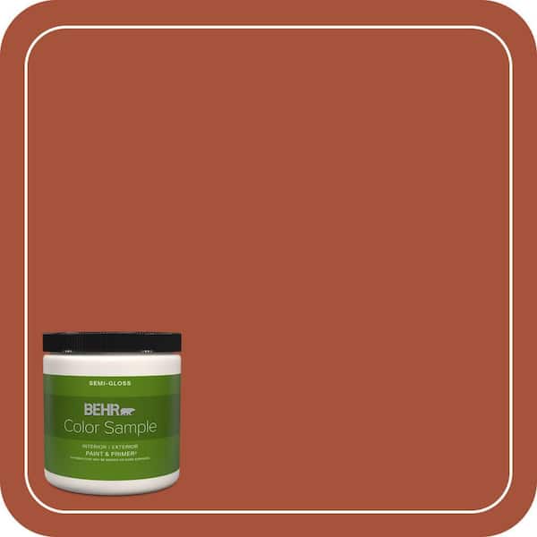 BEHR PREMIUM PLUS 8 oz. #S-H-210 New Penny Semi-Gloss Interior/Exterior ...