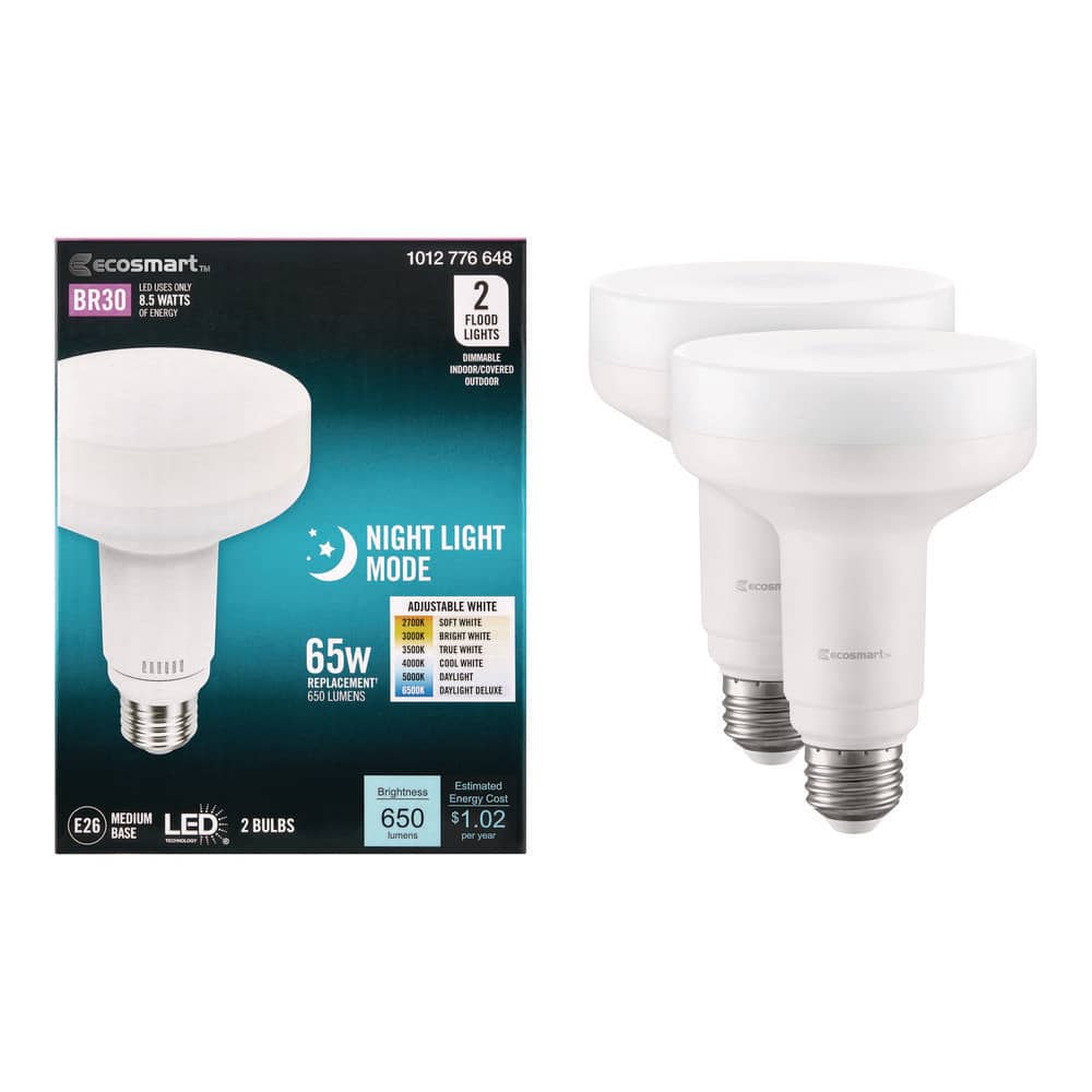 EcoSmart 65-Watt Equivalent BR30 Dimmable LED Flood Light Bulb ...
