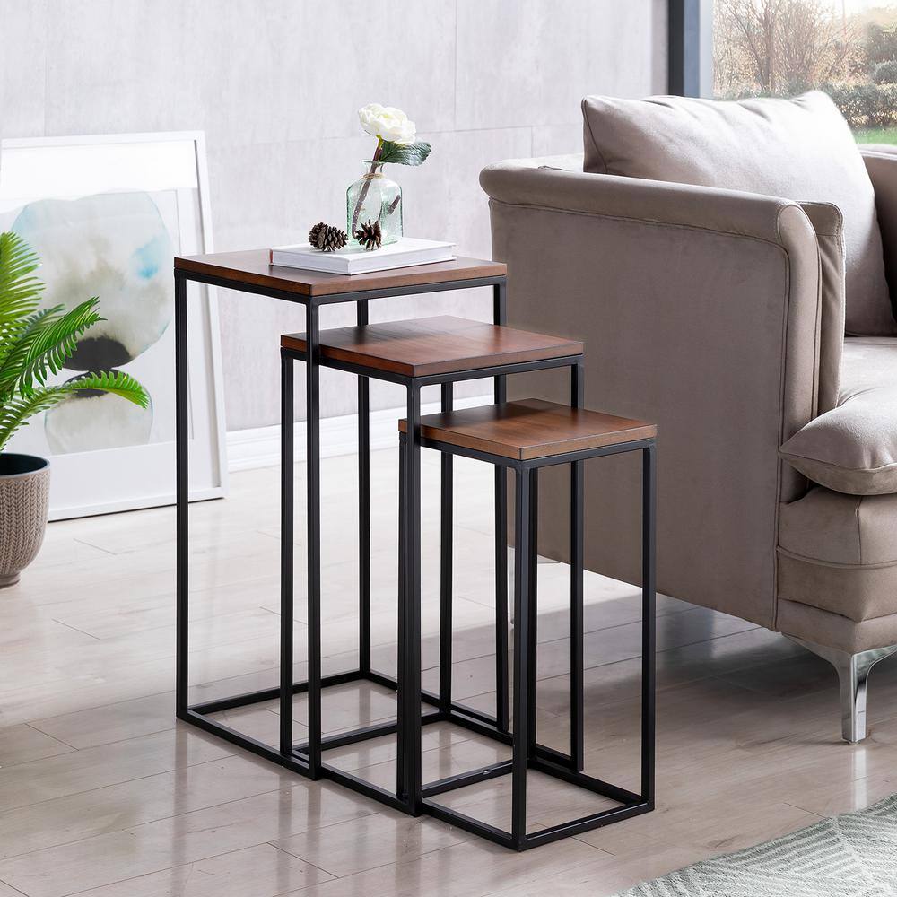 Southern Enterprises Fergus Black and Espresso Square Nesting Table Set ...